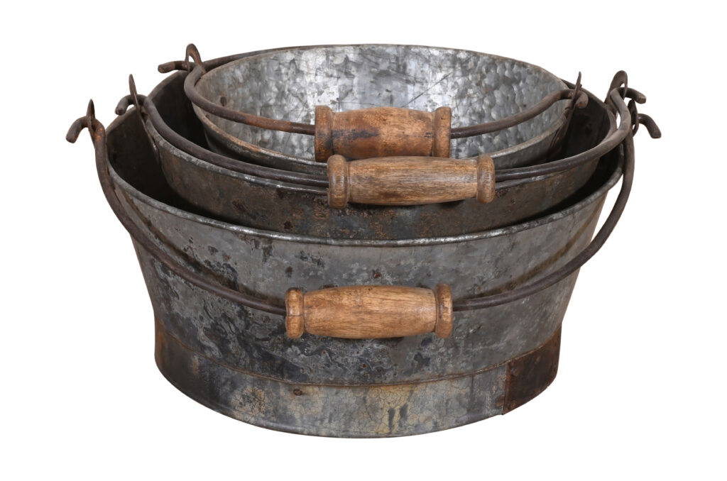 Old Indian Iron Bucket Plant Pots - Graduated Set of 3 - Jardinopia Ltd