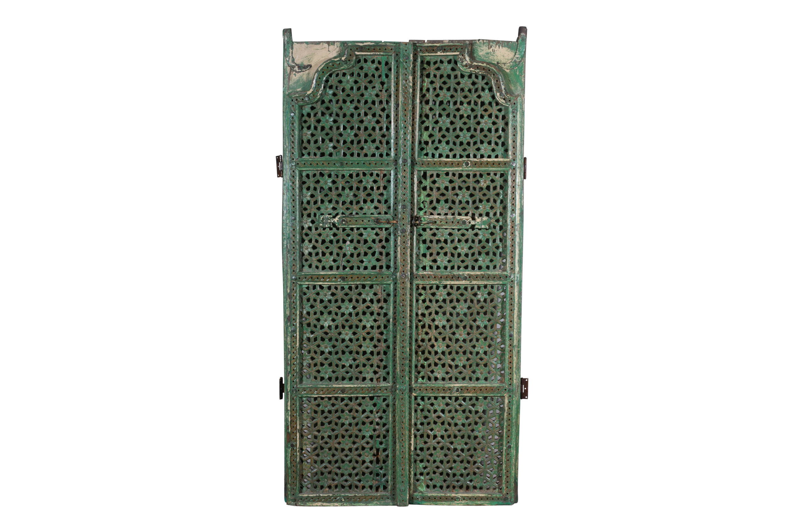 Antique Indian Jali Fretwork Teak Door Pair - Jardinopia Ltd