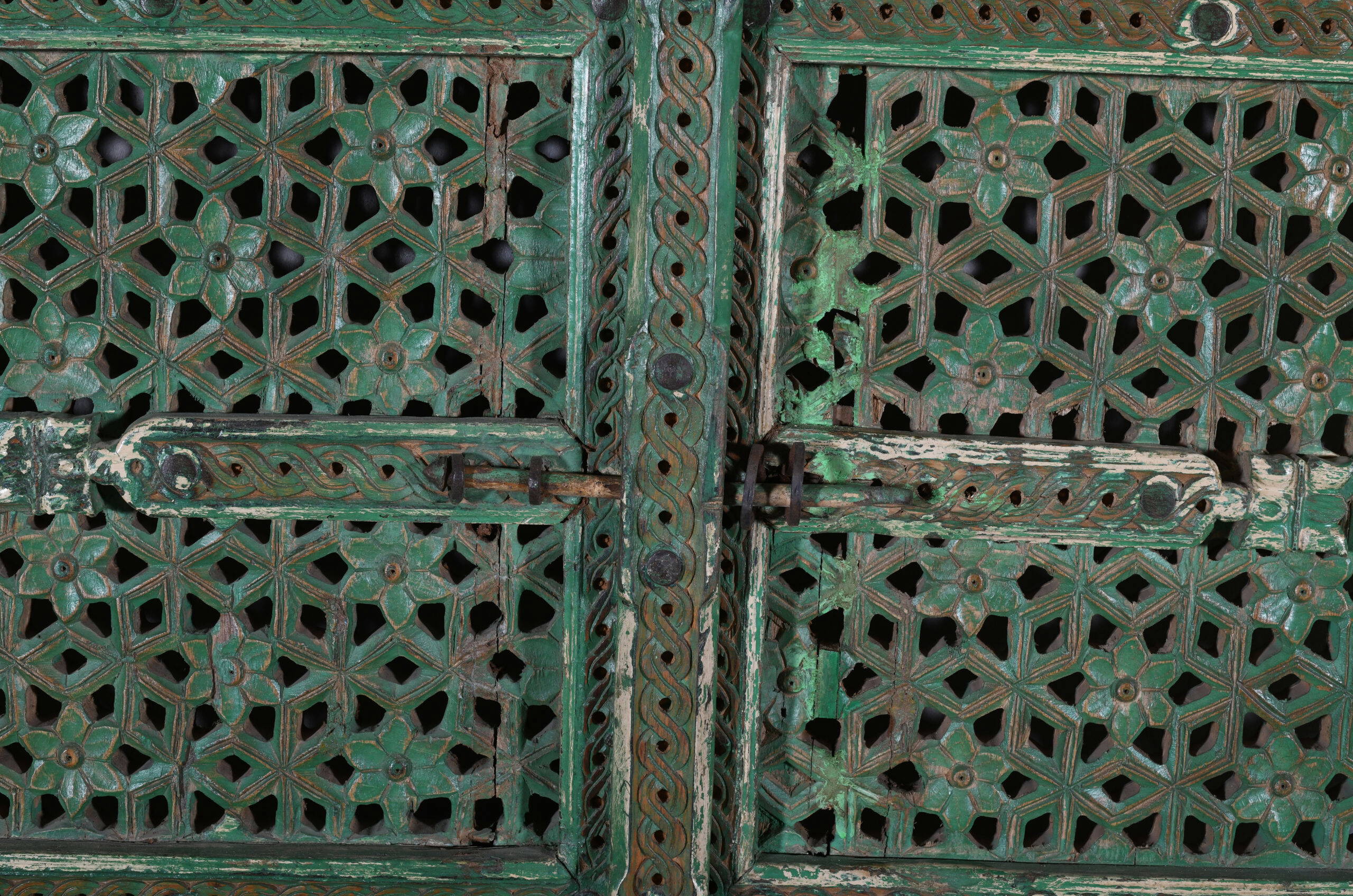 Antique Indian Jali Fretwork Teak Door Pair - Jardinopia Ltd