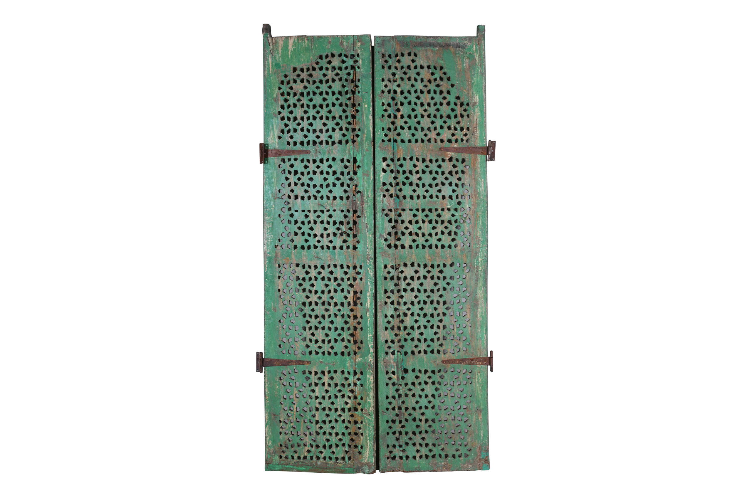 Antique Indian Jali Fretwork Teak Door Pair - Jardinopia Ltd