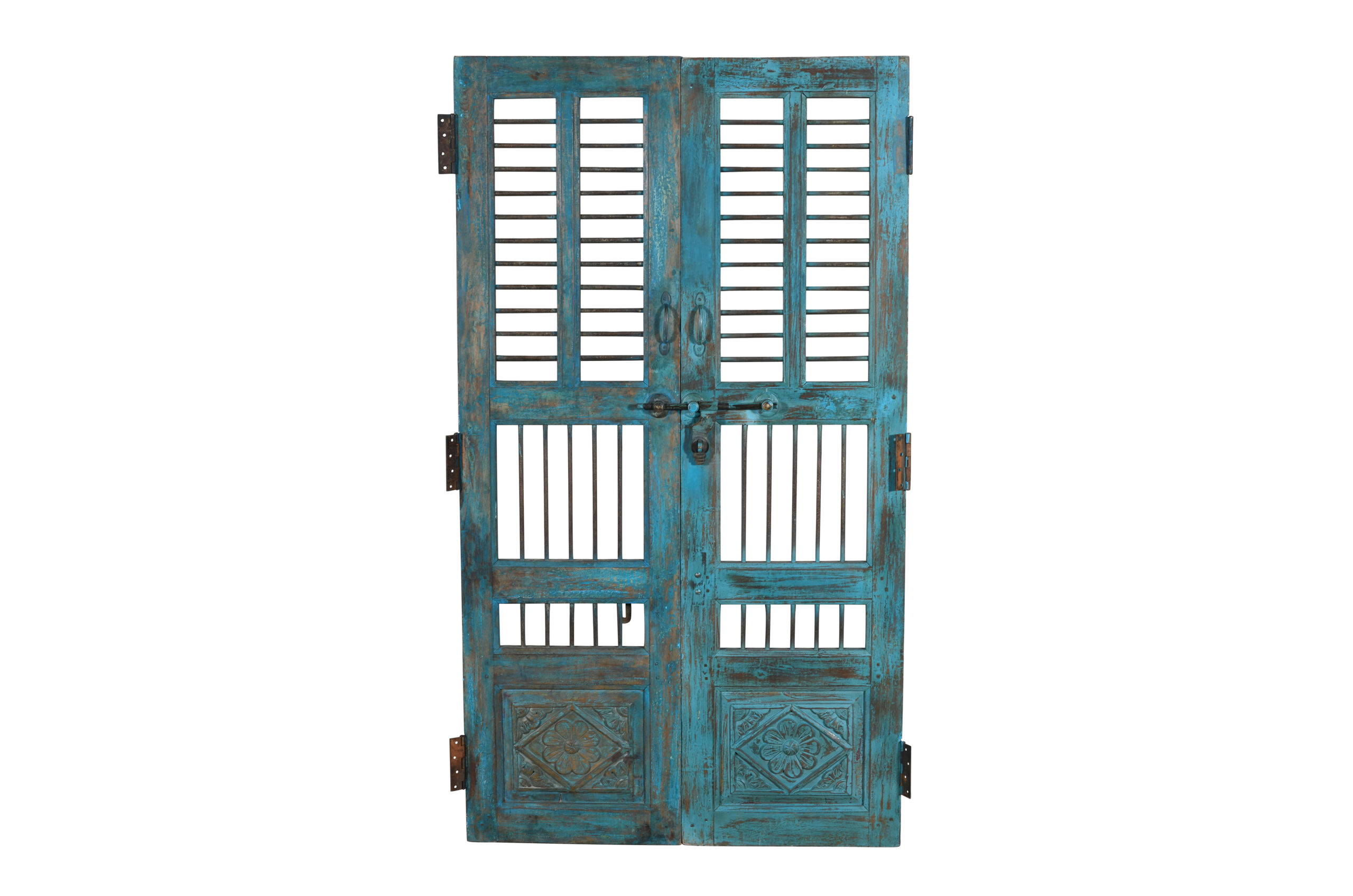 Antique Indian Teak Wood Jali Shutter Doors - Jardinopia Ltd