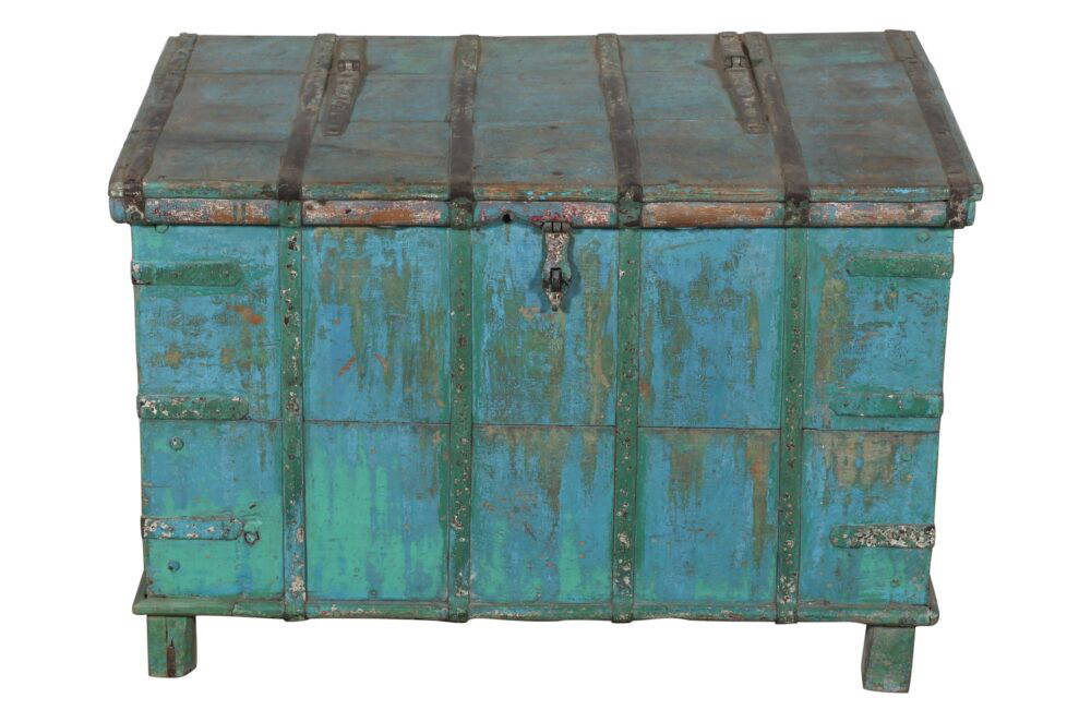 Antique Indian Teak Wood Sandook Chest Or Trunk - Jardinopia Ltd